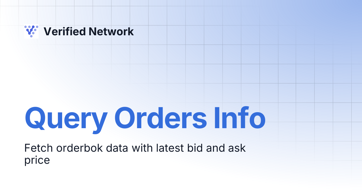 Query Orders Info | Verified Network